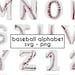 Baseball SVG Letters Numbers, 3D SVG Alphabet, Baseball PNG, Digital ...
