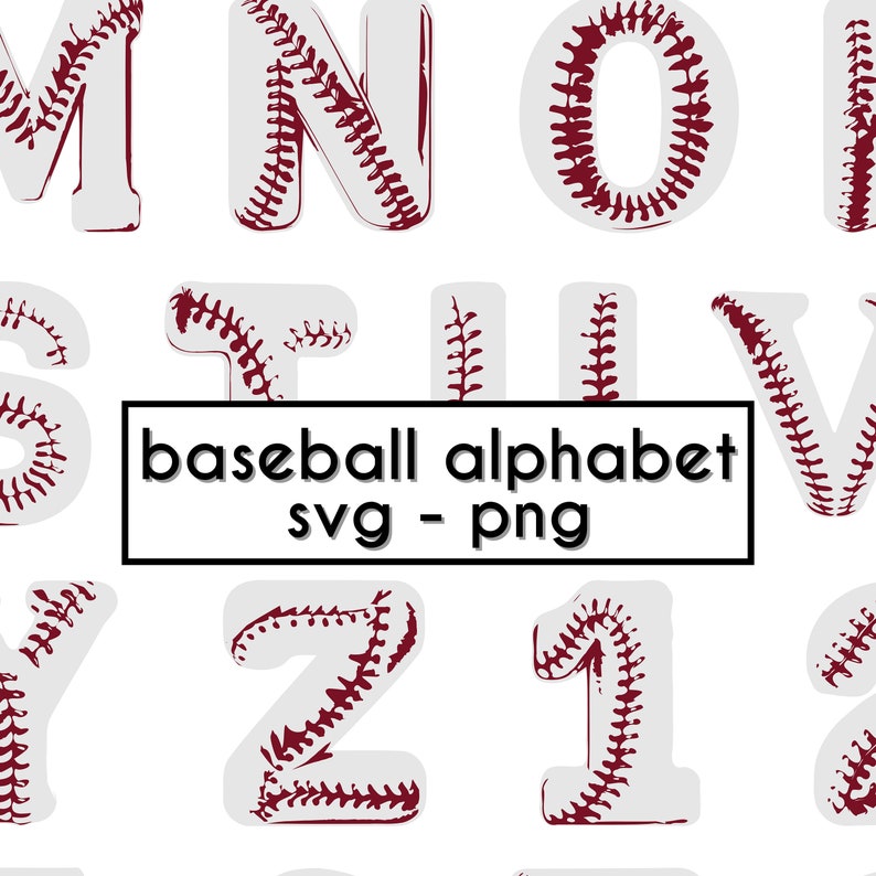 Baseball SVG Letters Numbers, 3D SVG Alphabet, Baseball PNG, Digital ...
