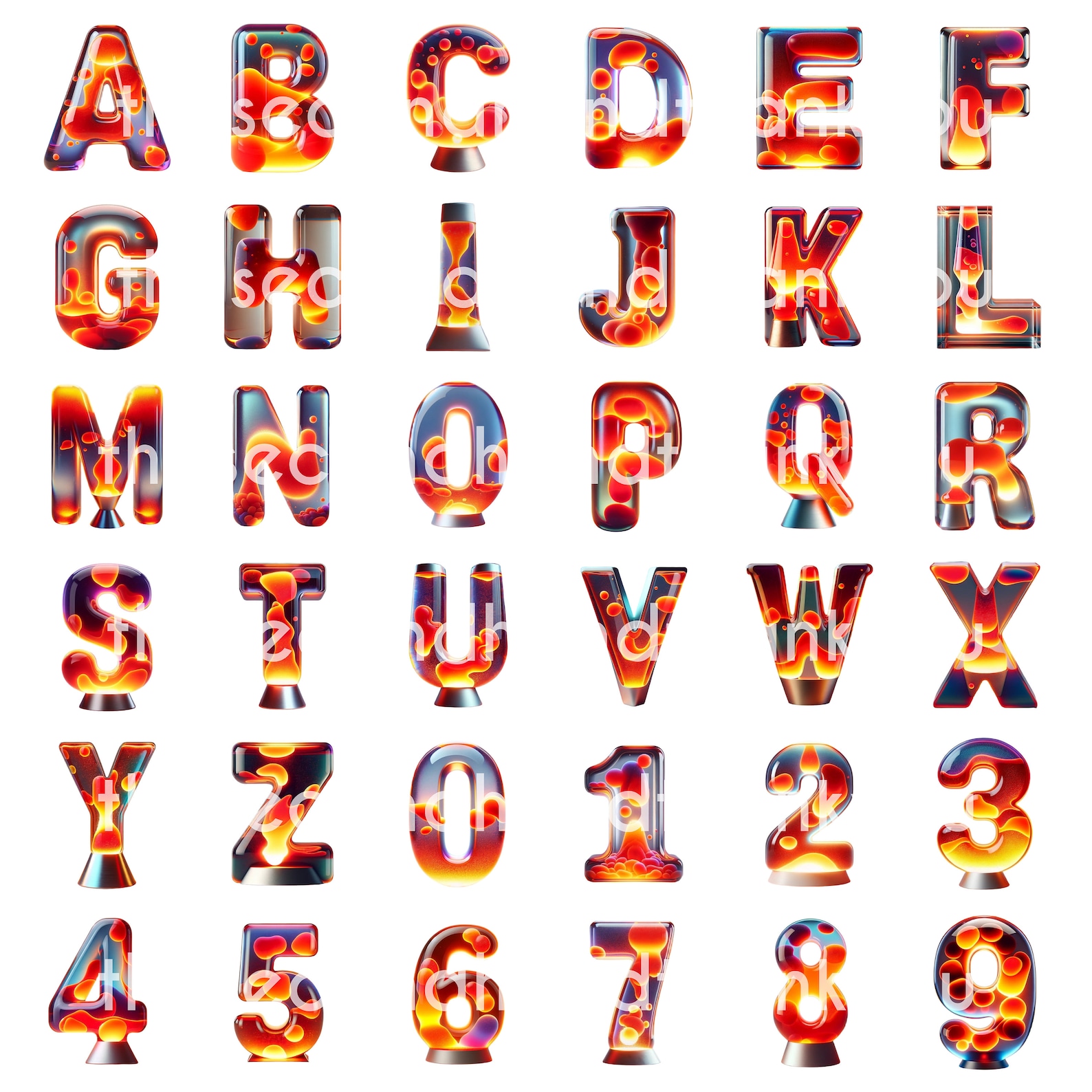 Lava Lamp Alphabet, Doodle Letters, Doodle Font, 3D Letters, Alphabet ...