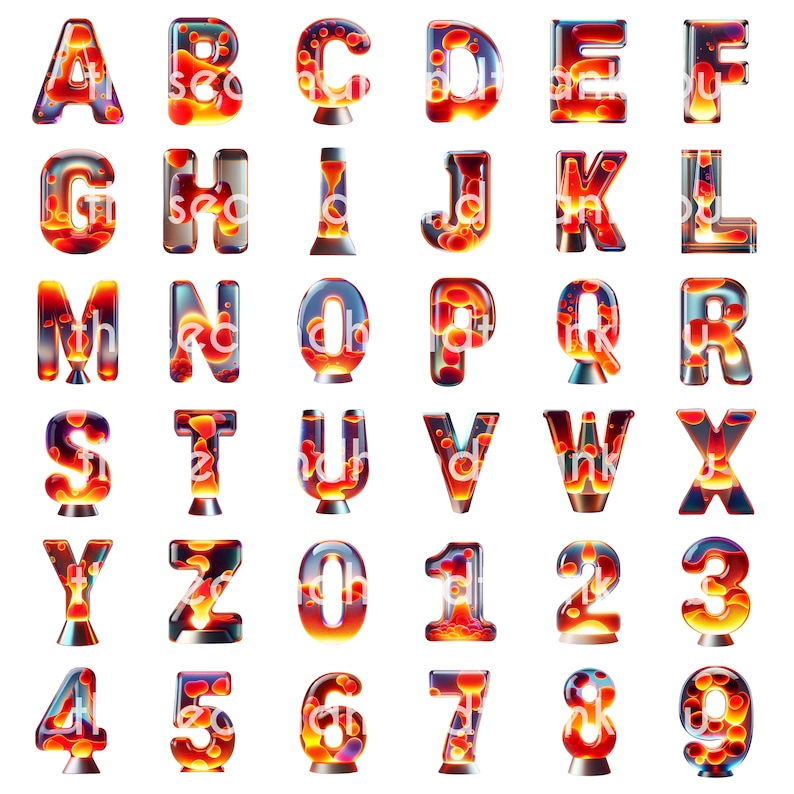 Lava Lamp Alphabet, Doodle Letters, Doodle Font, 3D Letters, Alphabet ...