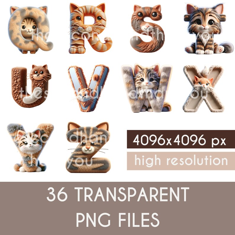 Cat Alphabet, Doodle Letters, Cat Letters, Alphabet PNG Bundle, Cat ...