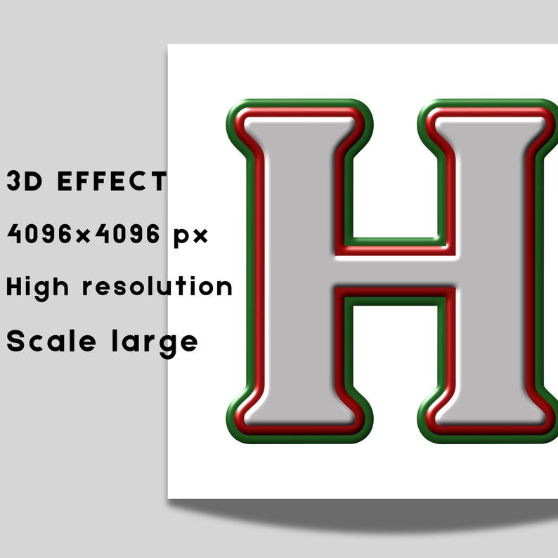 Classic Christmas Alphabet Letters, Red Green Silver PNG Alphabet ...
