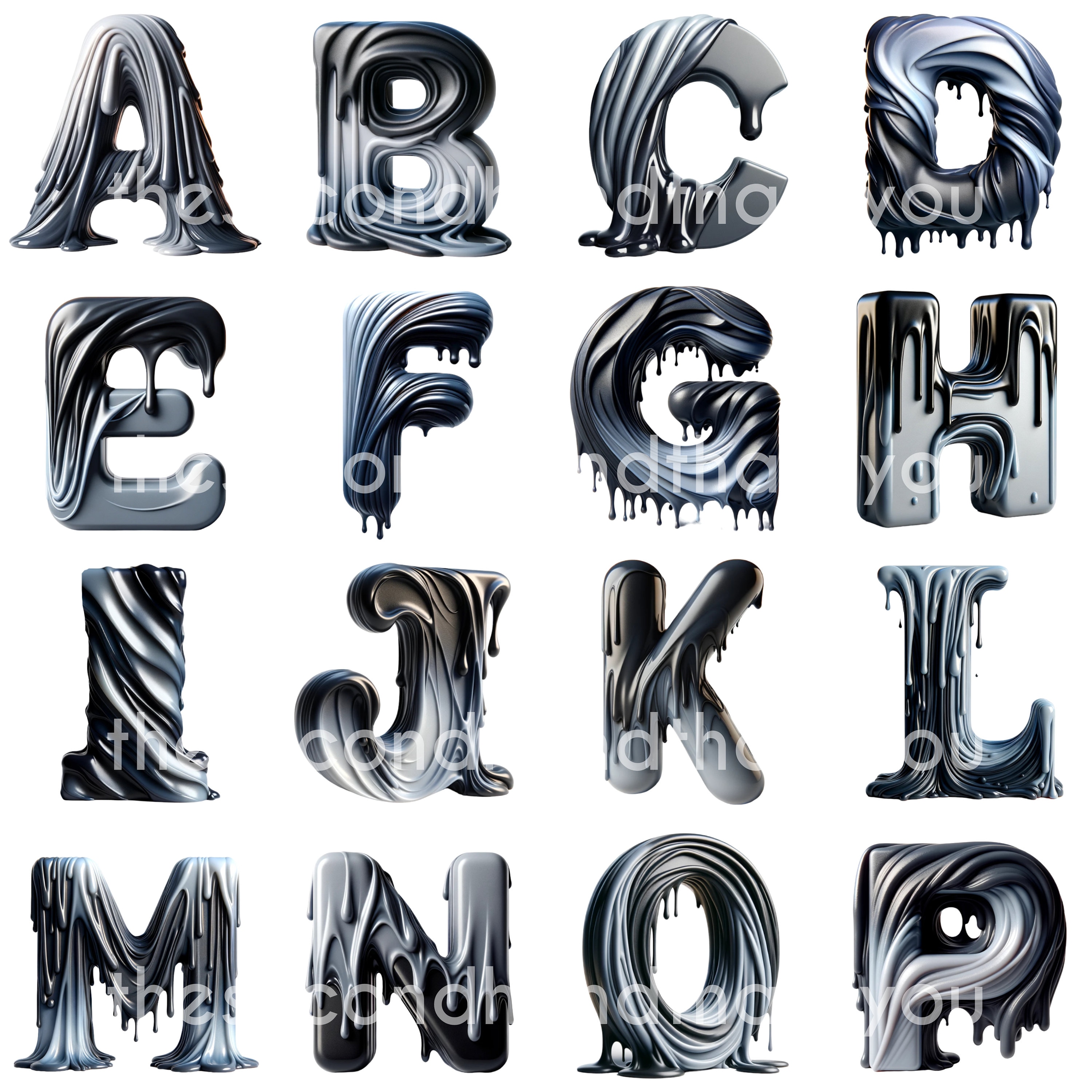 Alphabet PNG, Doodle Letters, 3D Letters, Alphabet Clipart, Bundle 3D ...