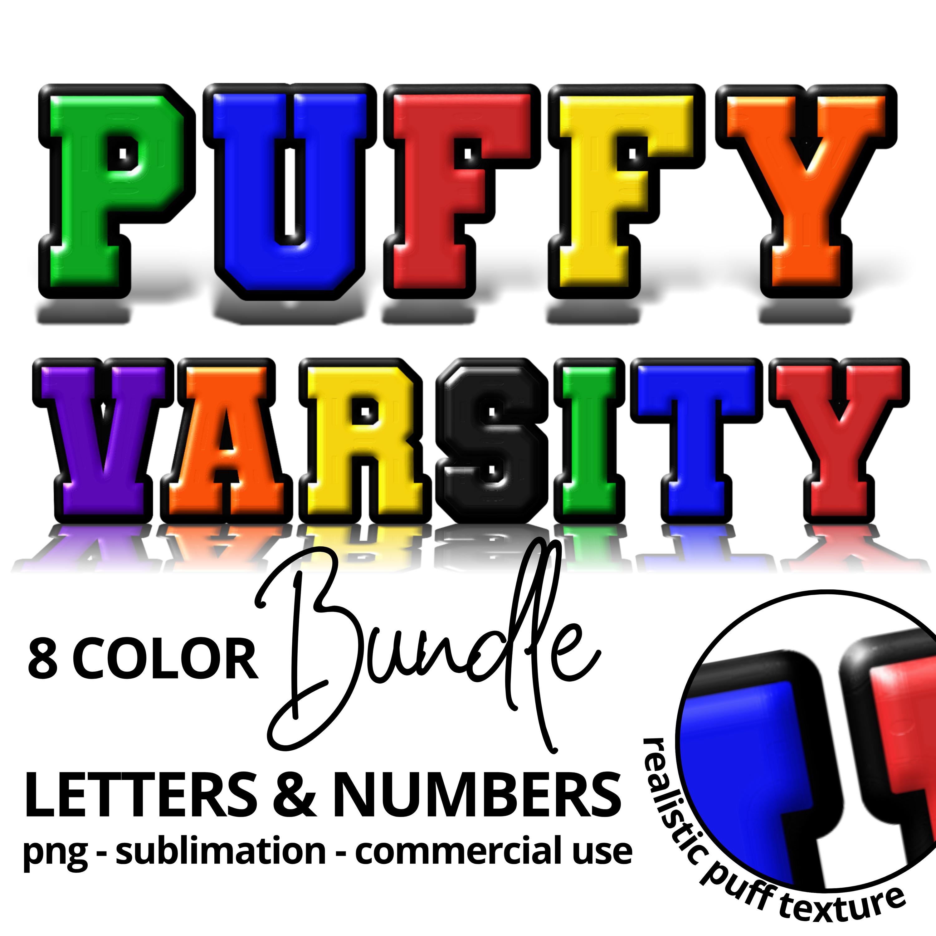 Puffy Font Varsity Style Alphabet Clipart Bundle | Inflated Letters and ...
