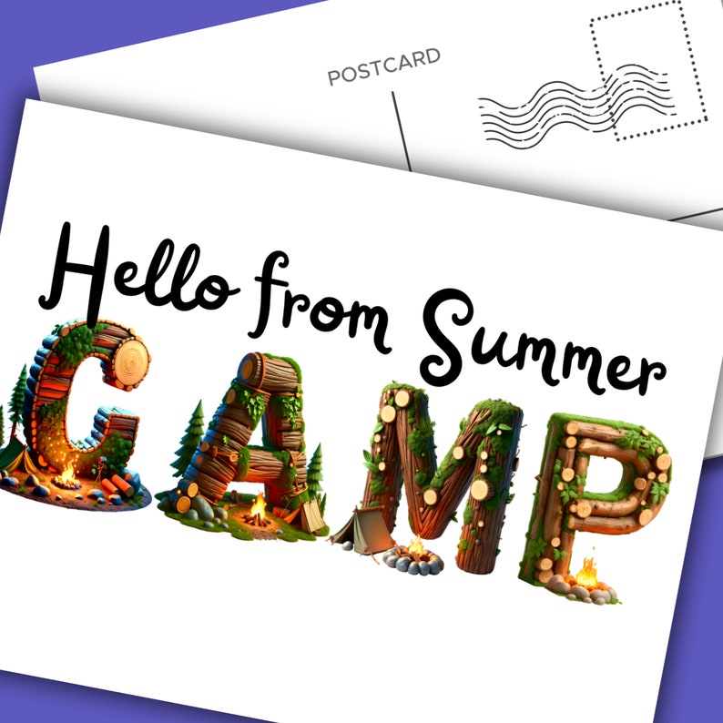 Camping Font 3D PNG Letters, Summer Camp Alphabet Set, Camper Doodle ...