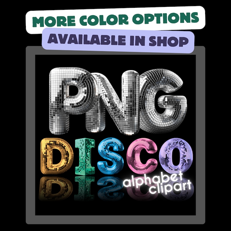 Disco Ball PNG Font: 3D Alphabet Colorful Purple Sparkly Clipart ...