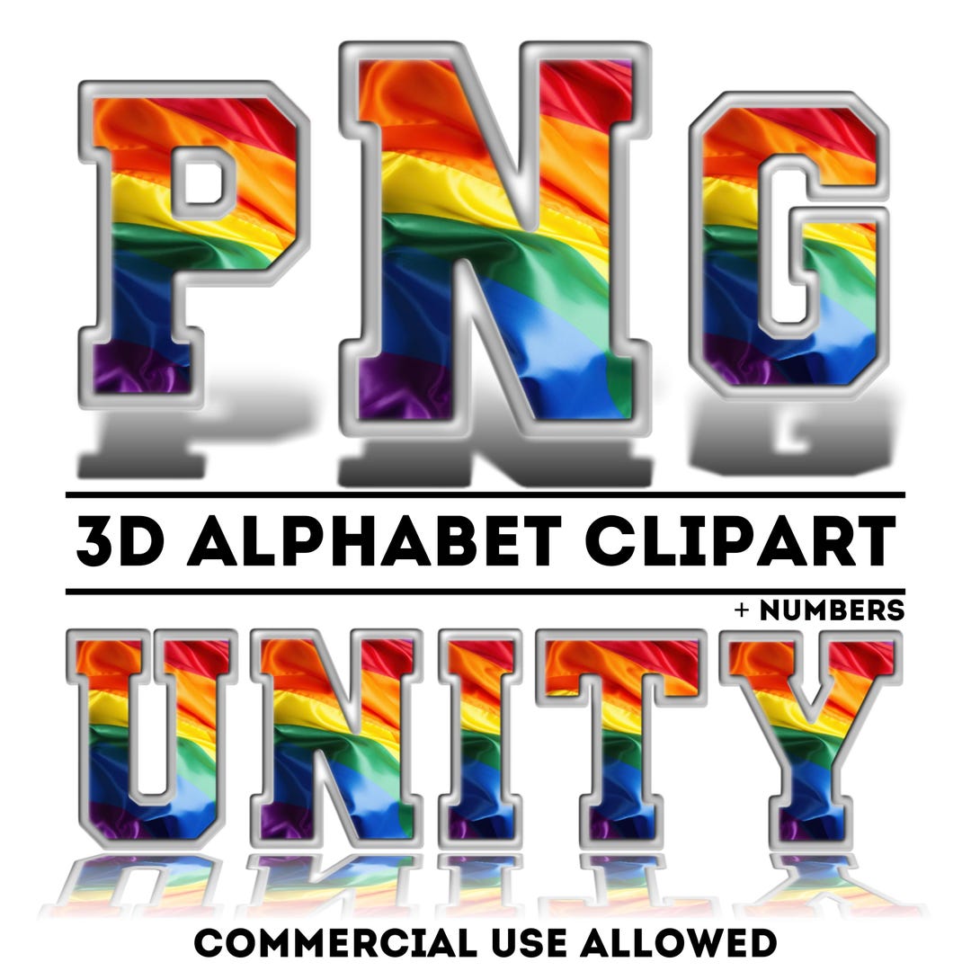 Pride Flag Alphabet Clipart | Rainbow Letters & Numbers PNG | Colorful ...