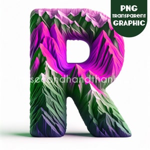 Colorful 3D Alphabet, Sublimation Letters, Mountain Clipart, Doodle ...