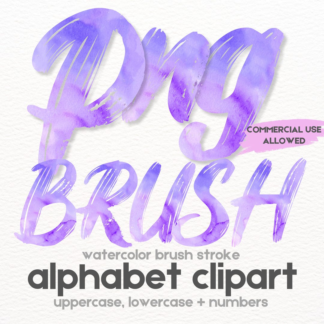 Alphabet Purple Watercolor PNG - Brush Stroke Font - Alphabet Letters ...