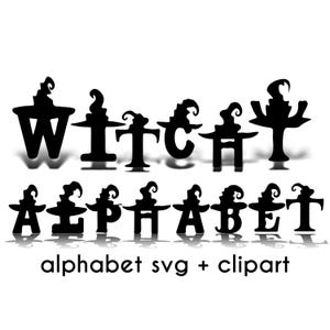 Halloween Letters Font SVG PNG | Spooky Witch Hat Alphabet Clipart ...