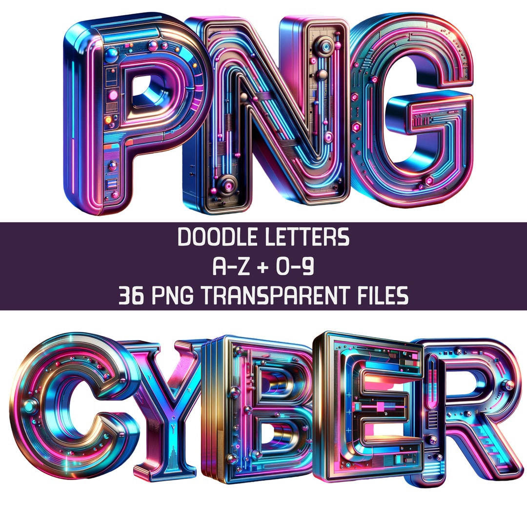 Doodle Letters, Doodle Font, Alphabet Set PNG, Bundle 3D Alphabet ...