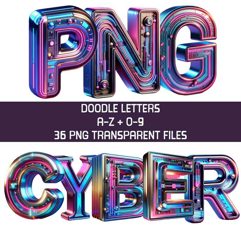 Doodle Letters, Doodle Font, Alphabet Set PNG, Bundle 3D Alphabet ...