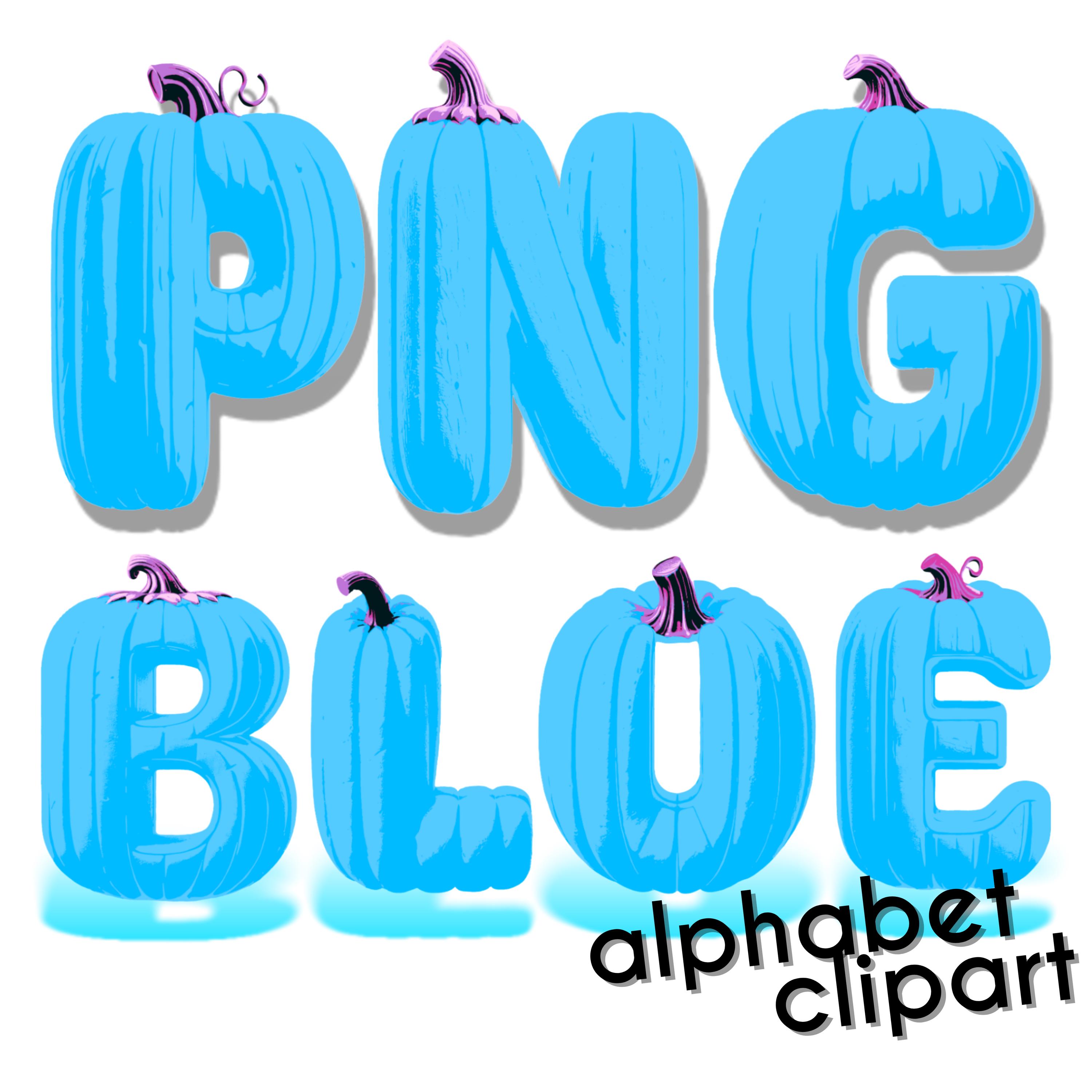Blue Pumpkin Alpha Clipart Pastel Halloween PNG Font for Party Invites ...