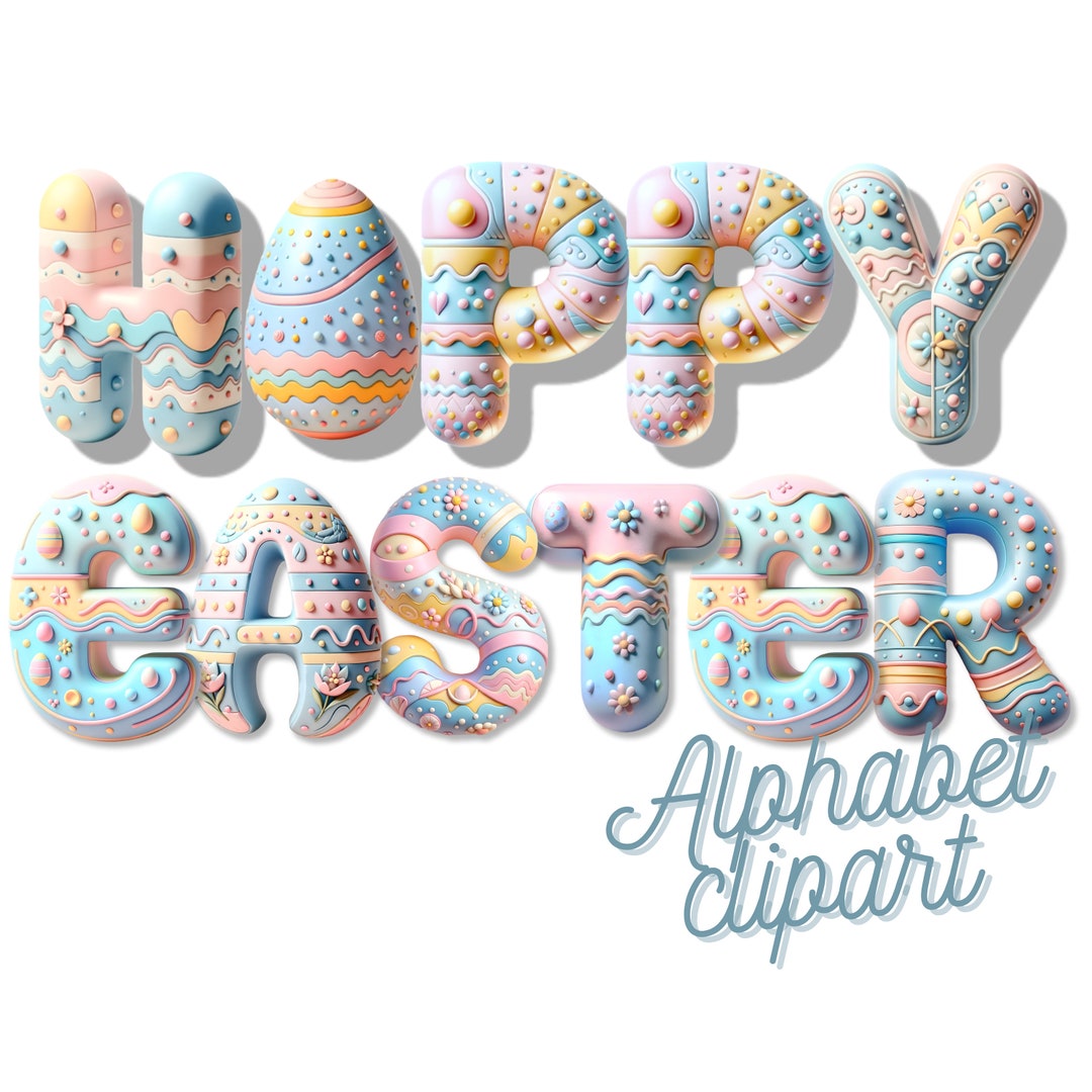 Easter Egg Font, Doodle Letters, Doodle Font, 3D Alphabet PNG, Digital ...