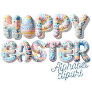 Easter Egg Font, Doodle Letters, Doodle Font, 3D Alphabet PNG, Digital ...
