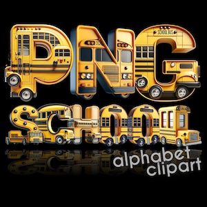School Bus PNG Clipart, Doodle Letters, Doodle Font, 3D Font, 3D ...