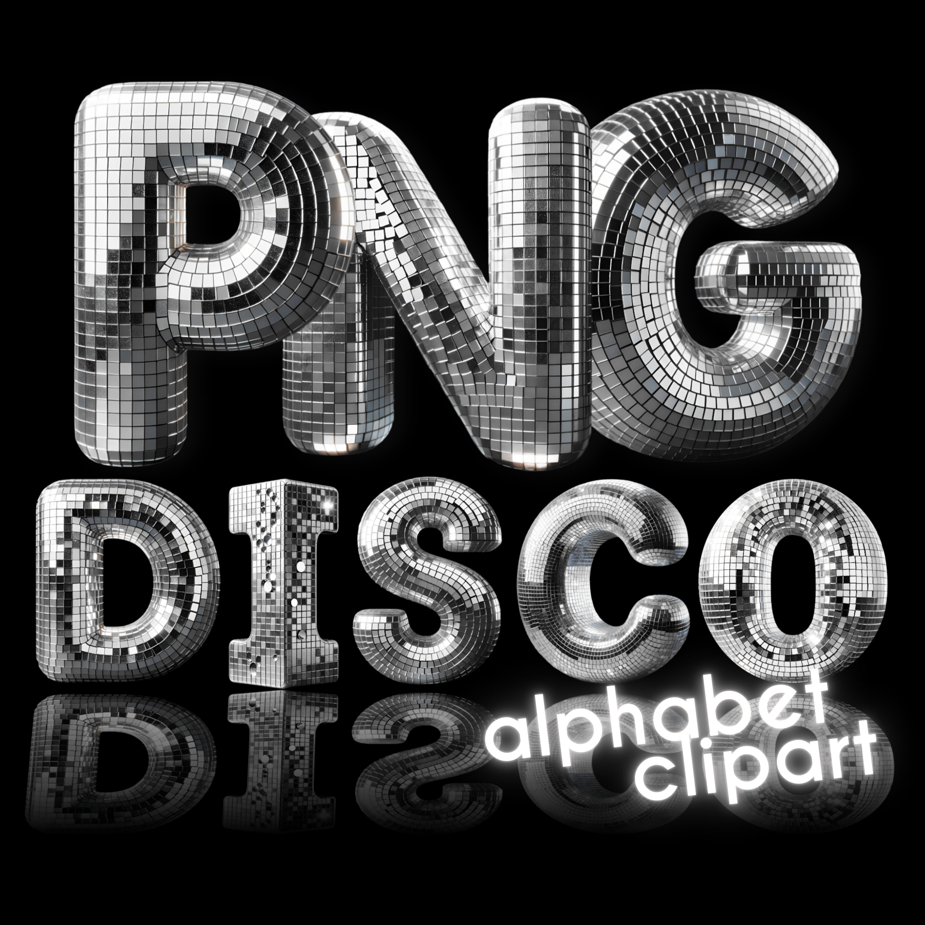 Disco Ball PNG, 3D Alphabet, Doodle Letters, Doodle Font, Silver Shiny ...