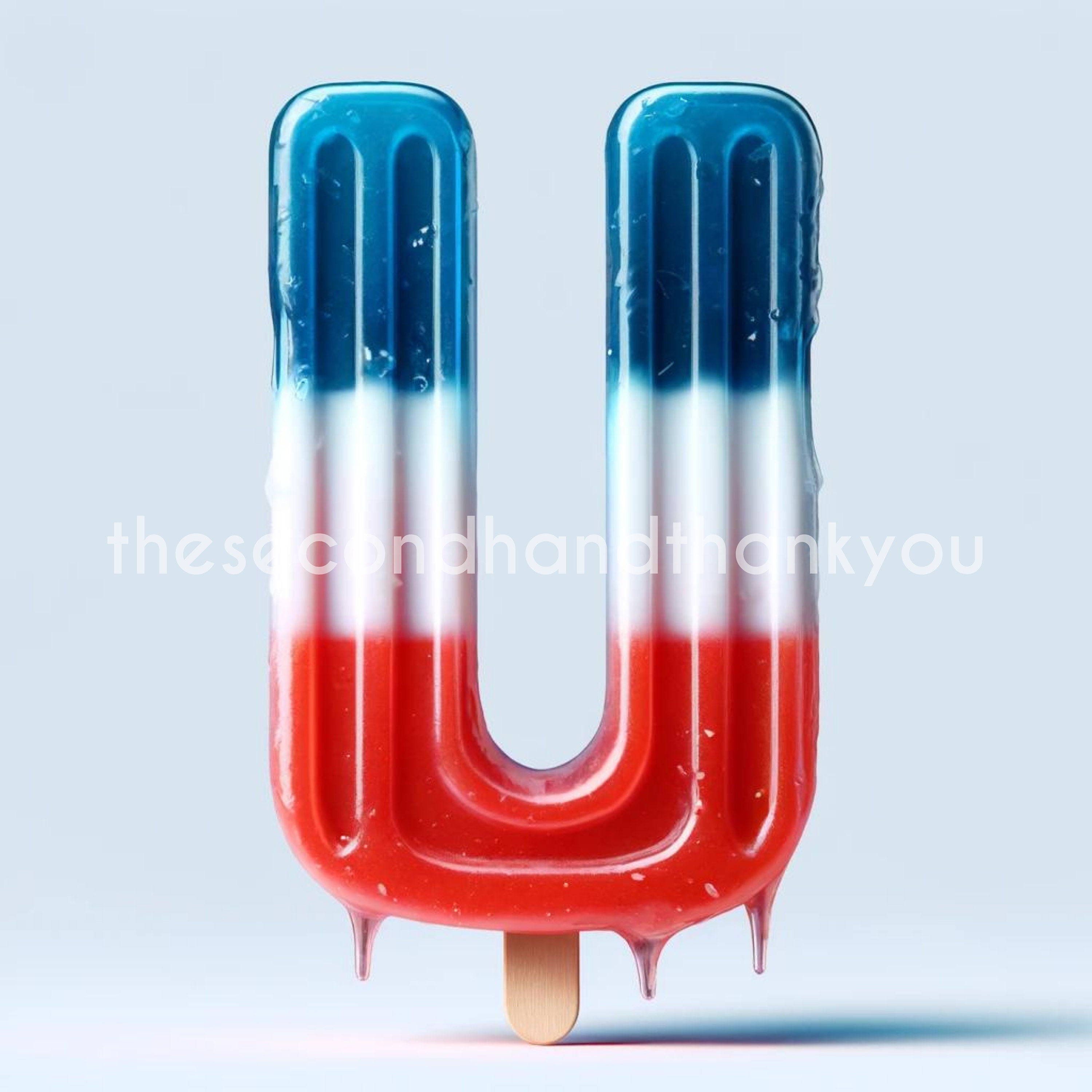 Summer Party Popsicle Font, Red White & Blue Alphabet Set, PNG Doodle ...