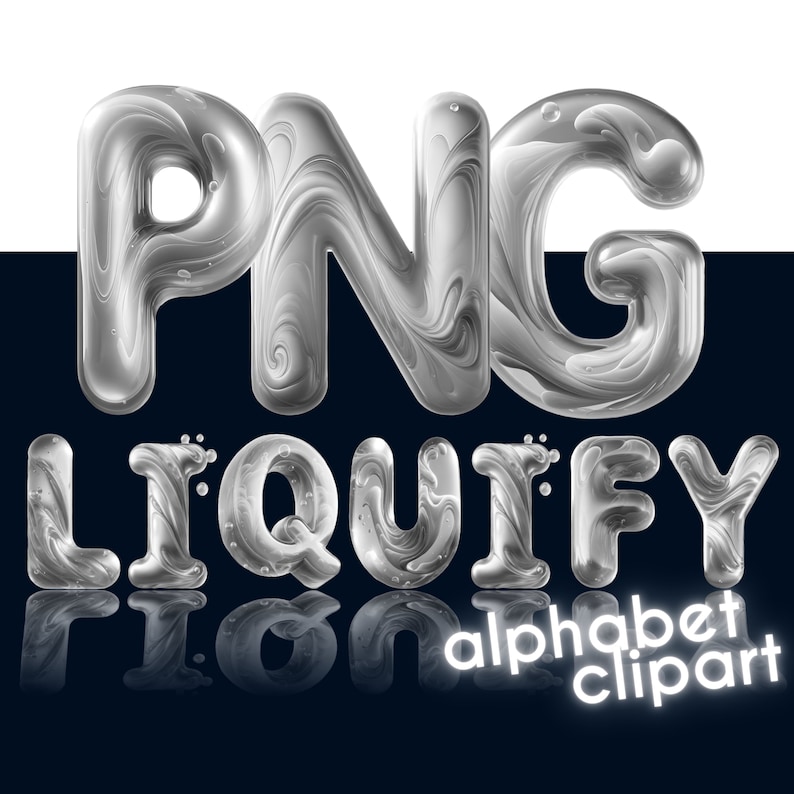 Liquid Font Bubble PNG Letters: Cool 2000s Y2K Millennial Trippy Chrome ...