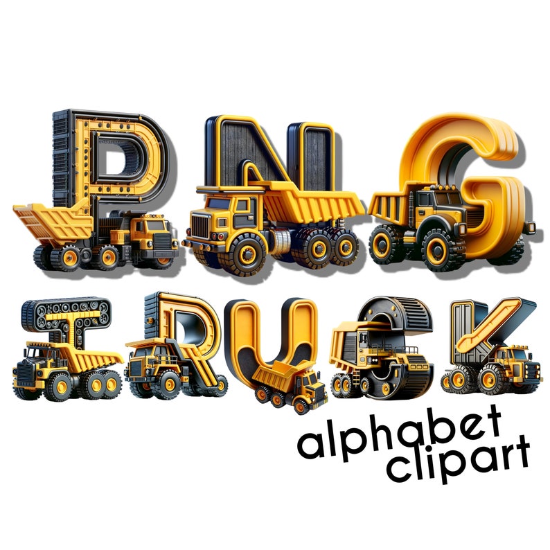 Truck PNG, Doodle Letters, Doodle Font, 3D Font, 3D Alphabet PNG ...