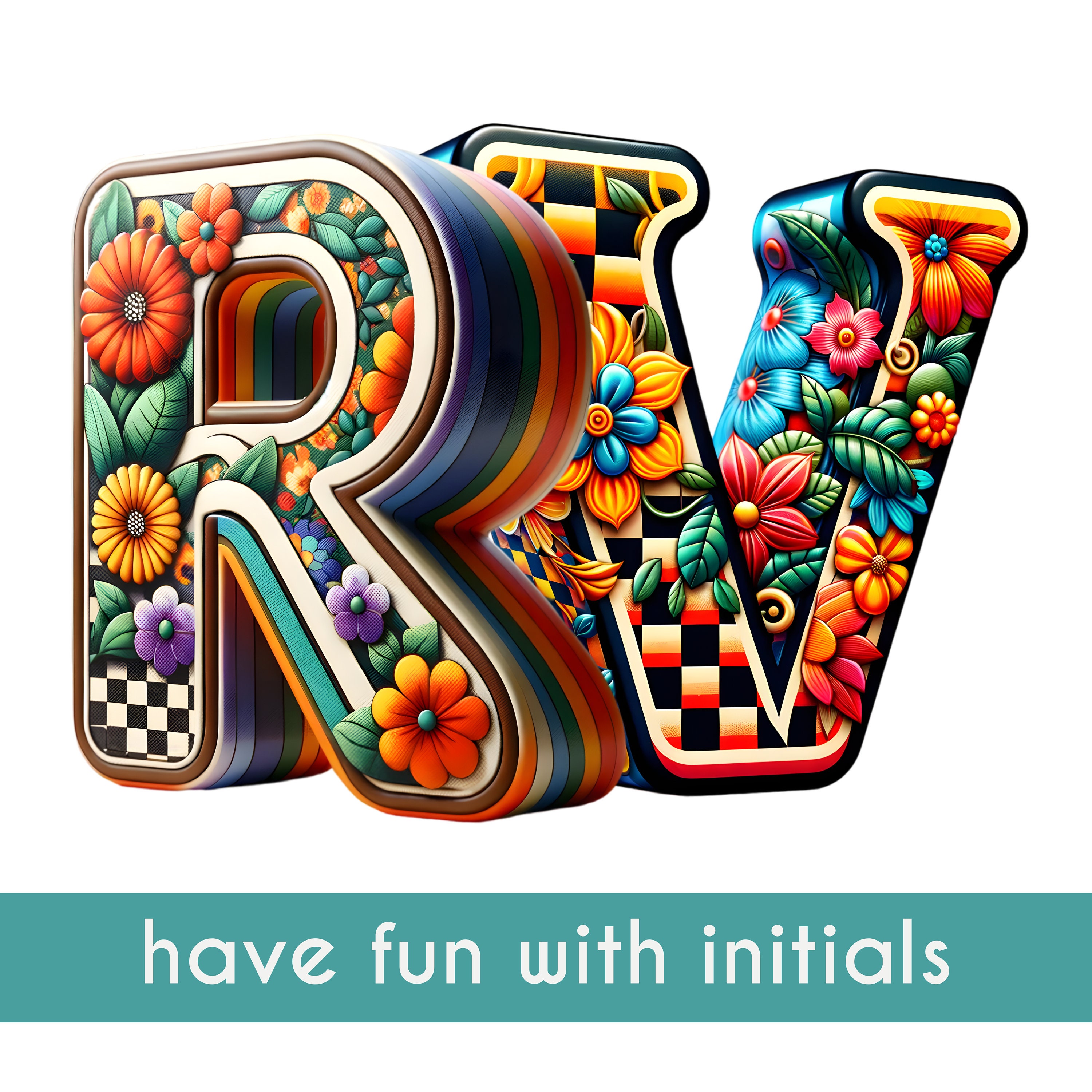 70s Retro Letters, Doodle Letters, 3D Letters, Retro Clipart, Alphabet ...
