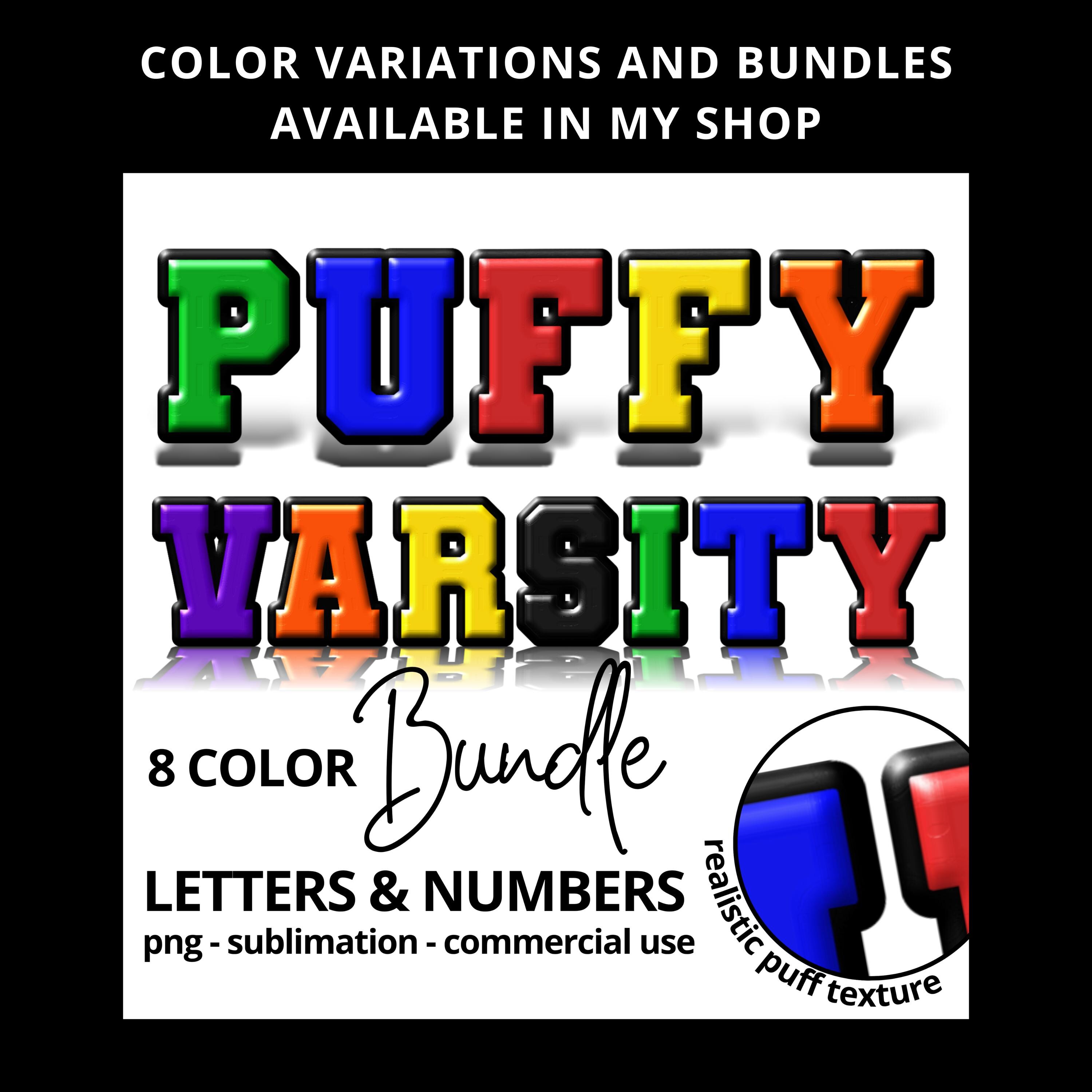 Puffy Font Varsity Style Alphabet Clipart Letters and Numbers | 3D ...