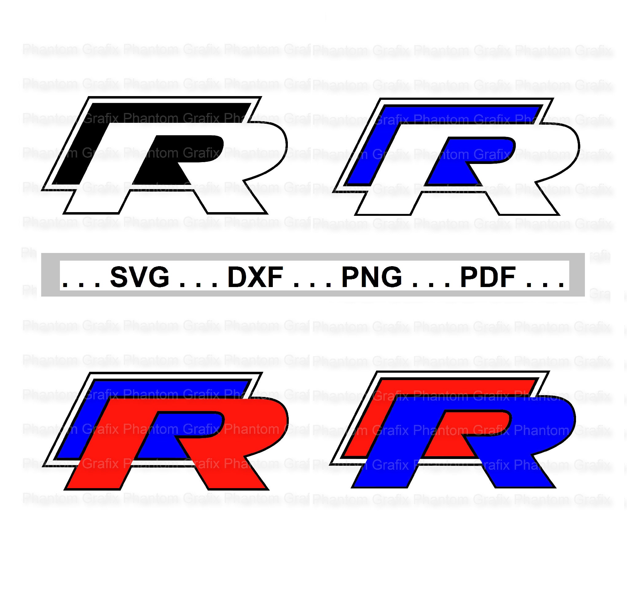 VW R Logo Bundle 2 .svg .pdf .png & .dxf Digital Vector Files for Vinyl ...