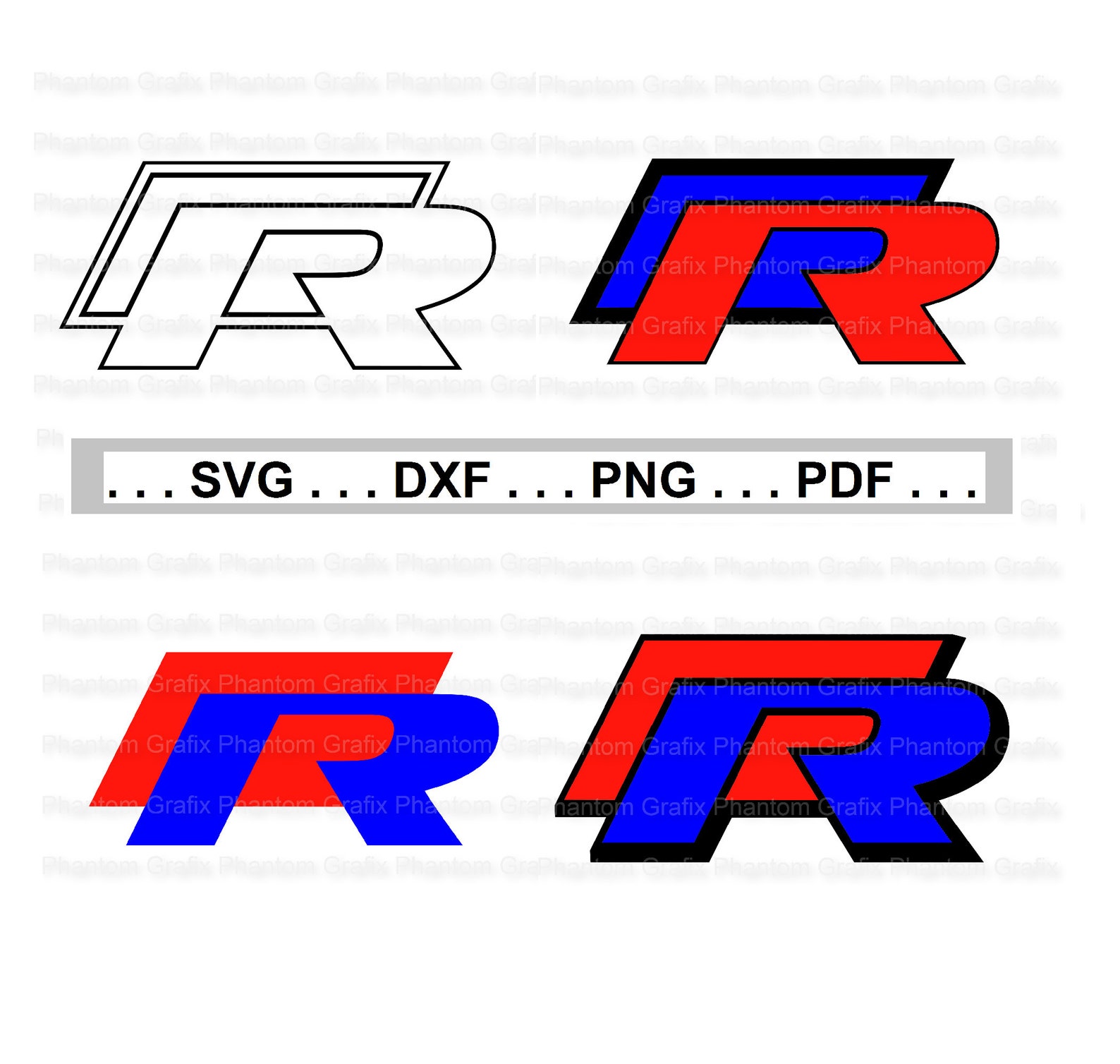 VW R Logo Bundle 2 .svg .pdf .png & .dxf Digital Vector Files for Vinyl ...