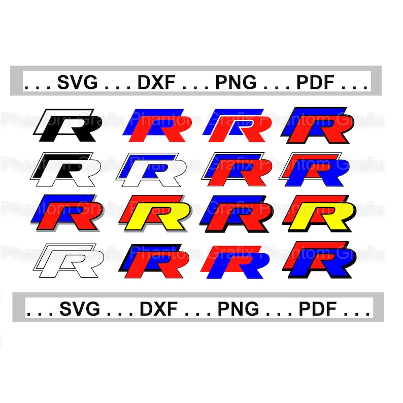 VW R Logo Bundle 2 .svg .pdf .png & .dxf Digital Vector Files for Vinyl ...