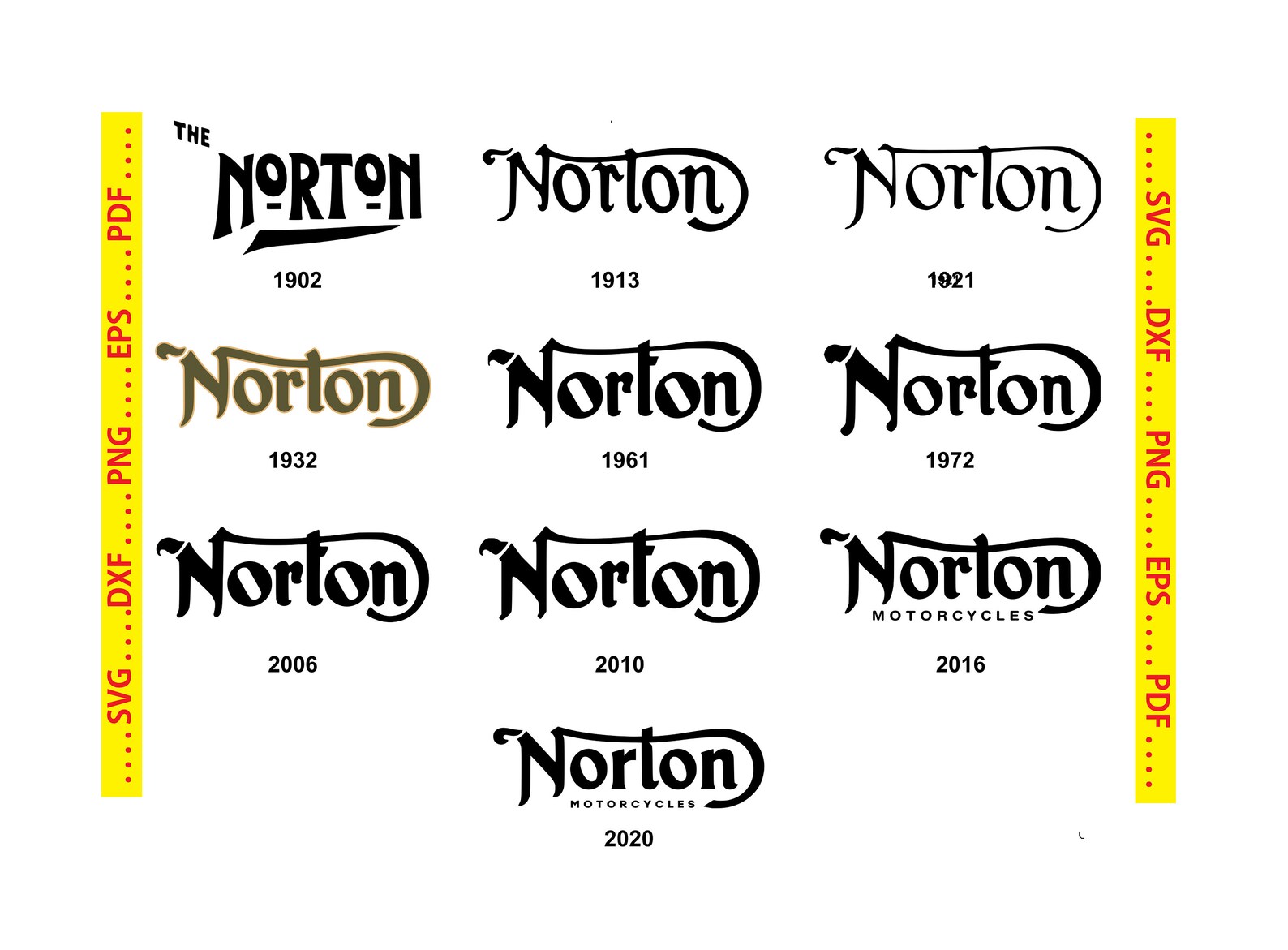 NORTON MOTORCYCLE LOGOS : Digital Bundle of .svg .dxf .png .eps & .pdf ...