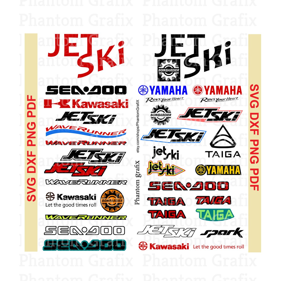 JET SKI Logos and Branding Bundle .svg .pdf .png & .dxf Digital Files ...