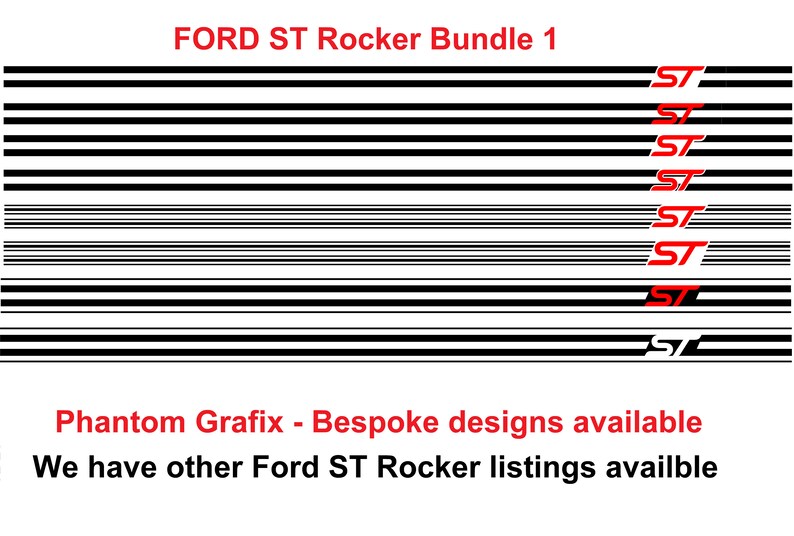 FORD ST SVG Rocker Decal 8 Design Bundle 1 .svg .pdf .png .dxf & Eps ...