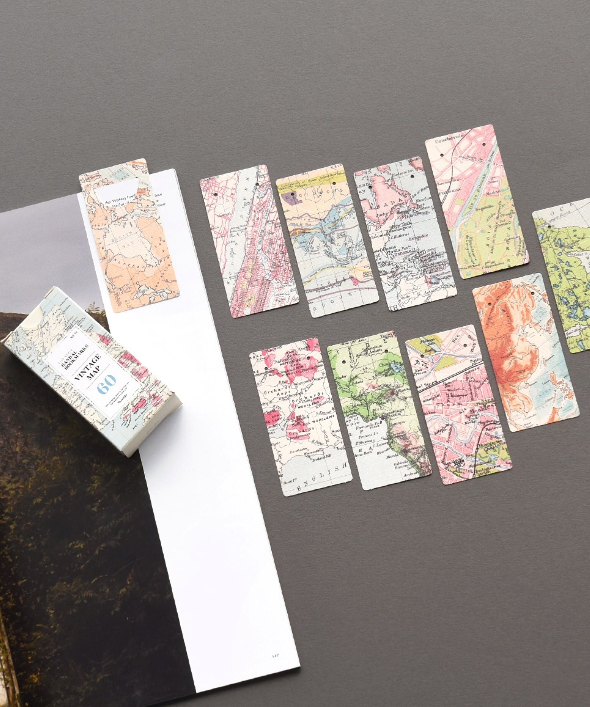 Vintage Map Bookmark 60pc Set Book Lovers Gift Paper | Etsy