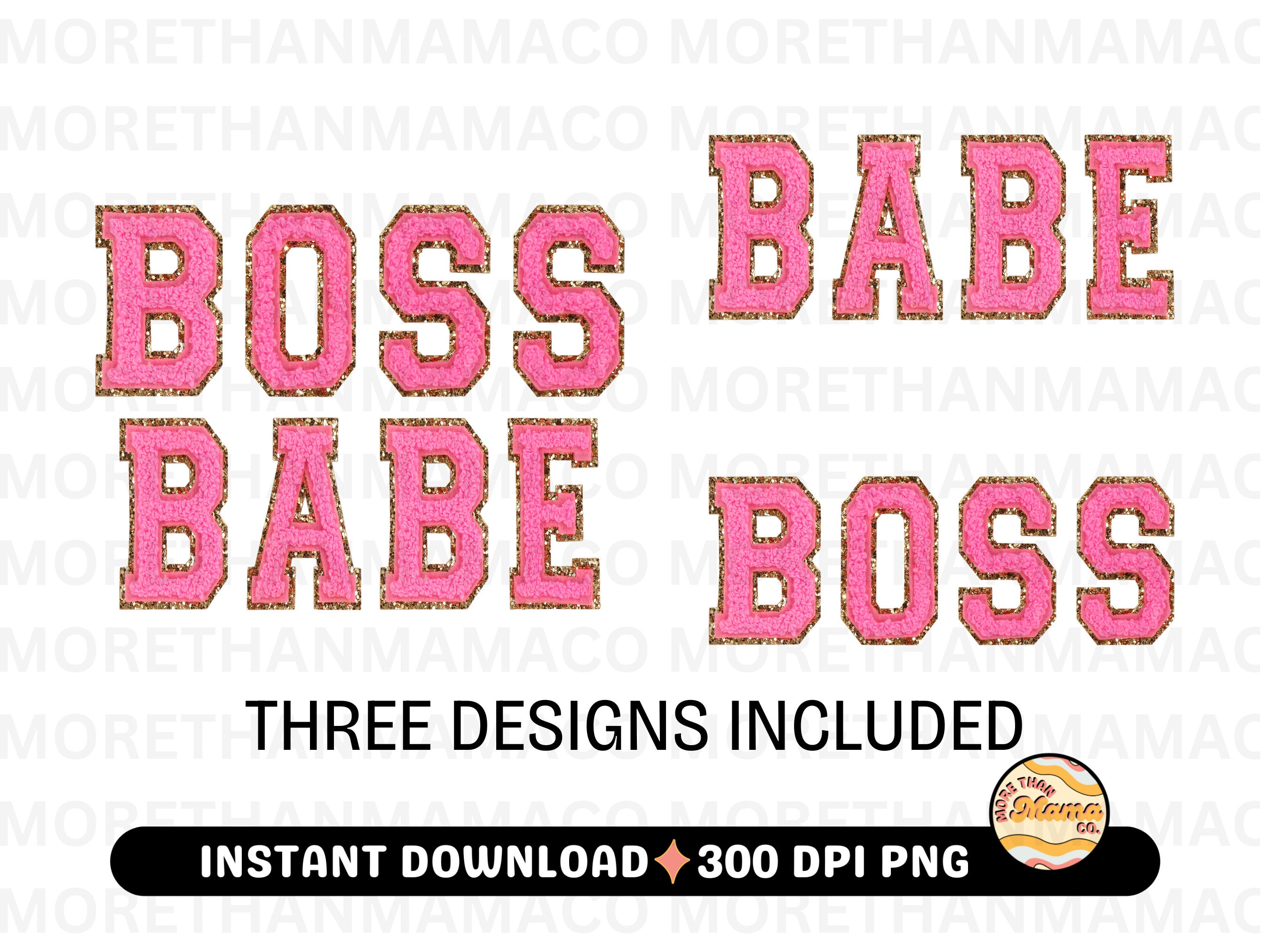 Glitter BOSS BABE Png Valentine's Day Png Sublimation Design Chenille Patch Png Valentines Faux ...