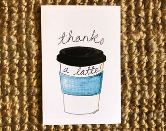 Thank You Card Digital Download thanks a Latte - Etsy