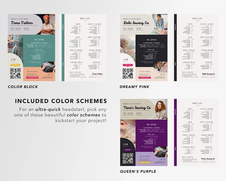 Seamstress A4 Price List & Flyer Template, Canva, Dressmaker, Sewing ...