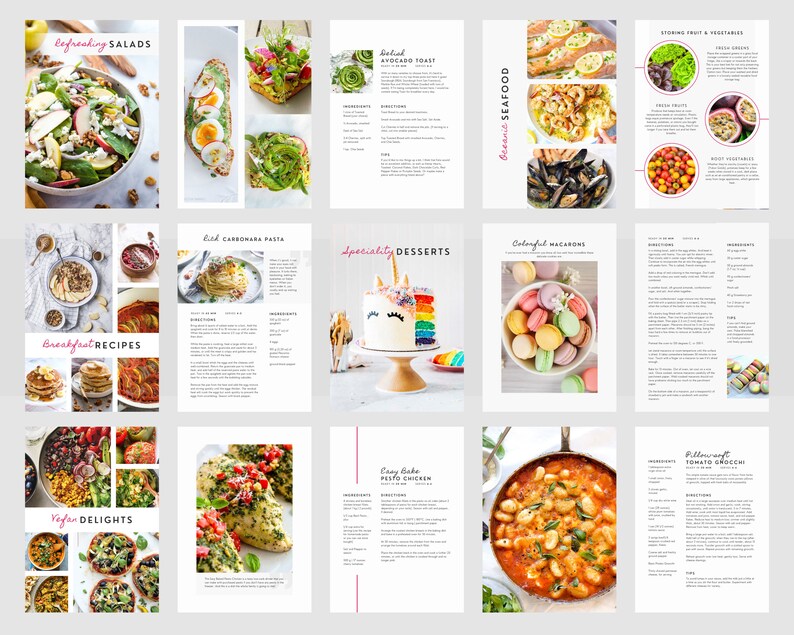 Minimalist Cookbook Template, Editable in Canva, Recipe Ebook Template ...
