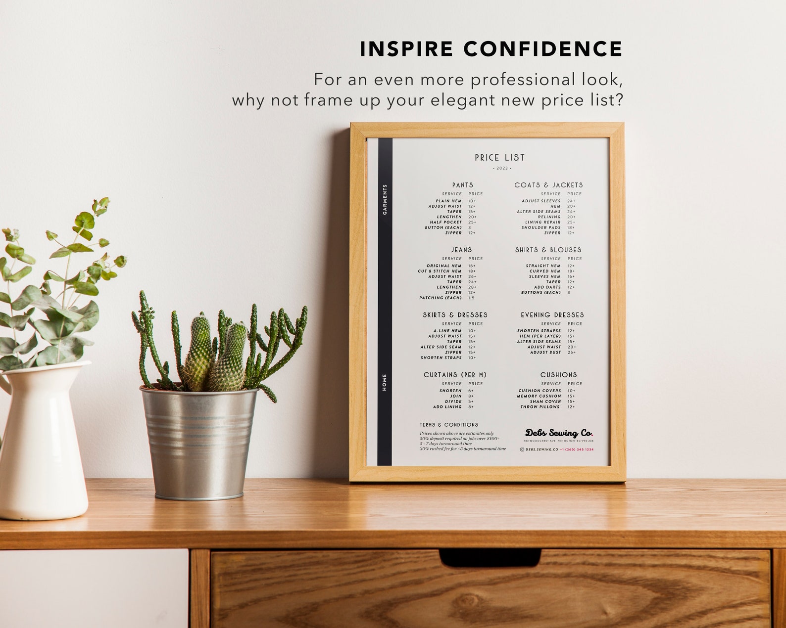 Seamstress A4 Price List & Flyer Template, Canva, Dressmaker, Sewing ...