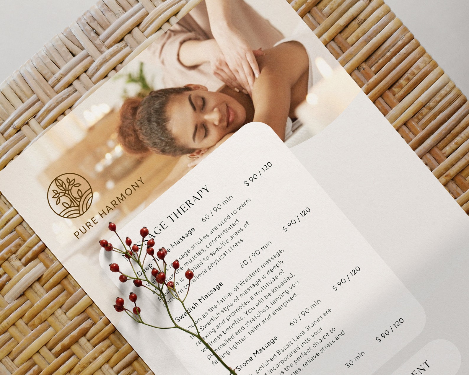Massage Spa Price List & Flyer Template, Canva, Rate Card, Spa ...