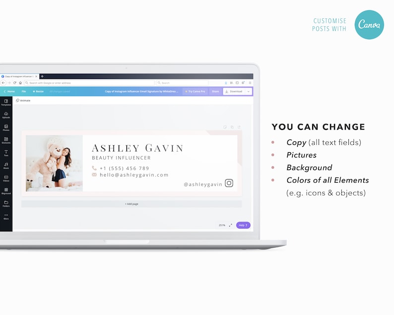 Instagram Influencer Email Signature Template Editable in - Etsy