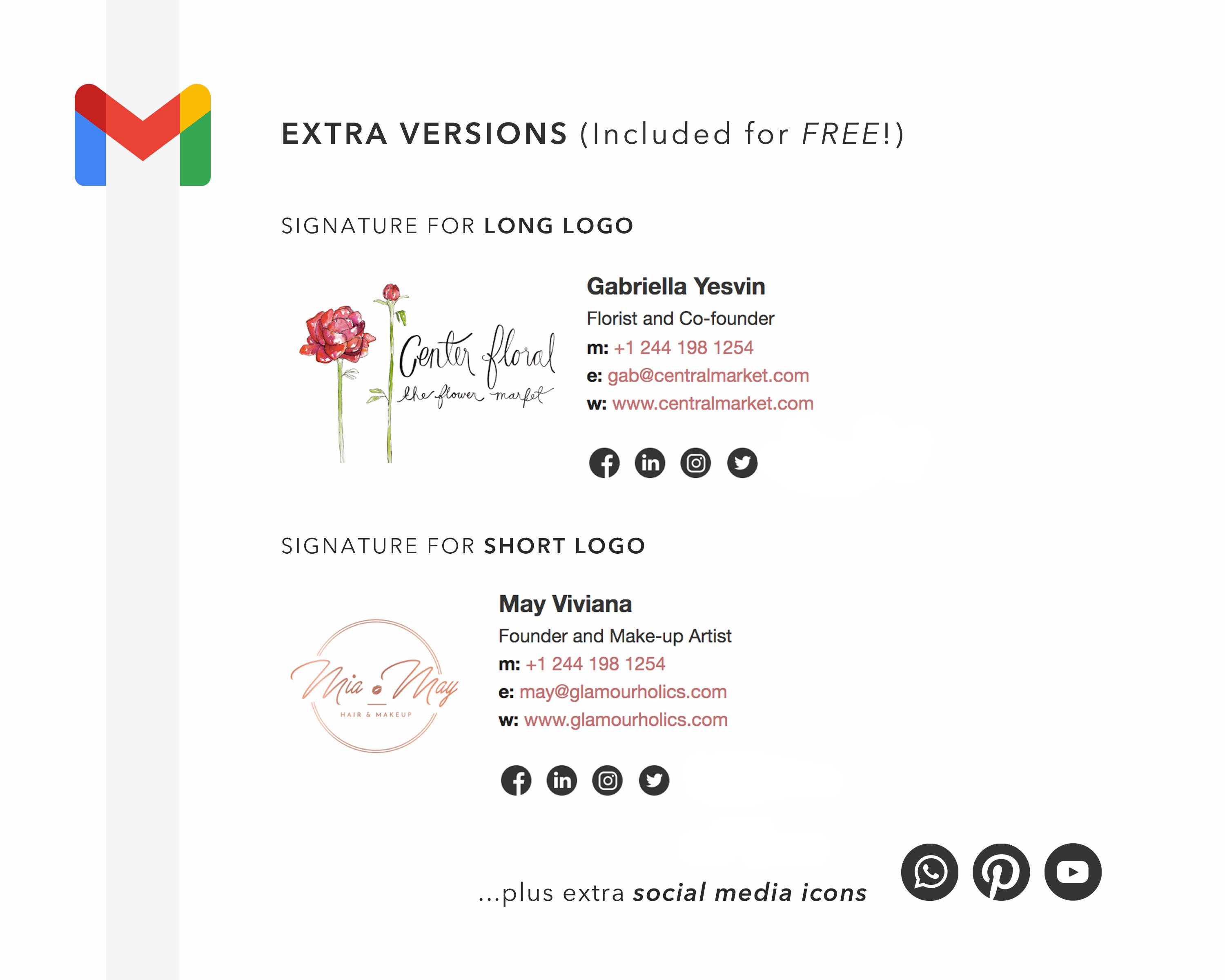 Gmail Signature With Clickable Links Template, Editable in Google Docs ...