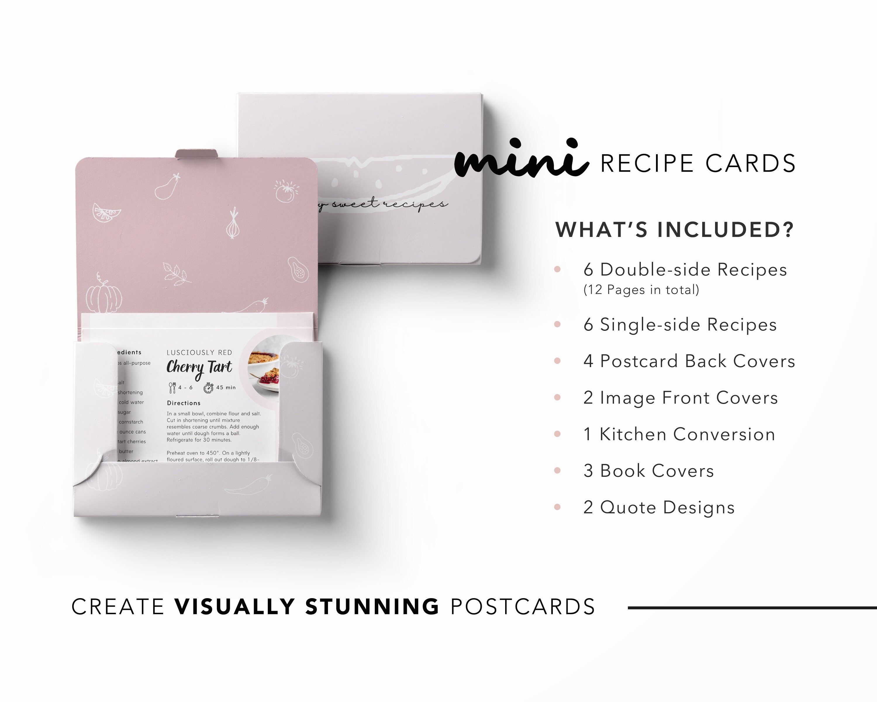30 Mini Recipe Cards Template, Canva, Recipe Ebook Template, Recipe ...