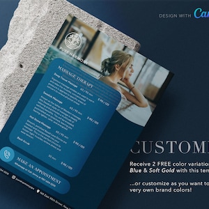 Massage Spa Price List & Flyer Template, Canva, Rate Card, Spa ...