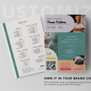 Seamstress A4 Price List & Flyer Template, Canva, Dressmaker, Sewing ...