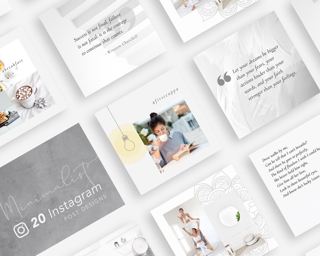 White Minimalist 20 Instagram IG Post Templates, Fully Editable in ...