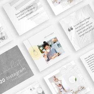 White Minimalist 20 Instagram IG Post Templates, Fully Editable in ...