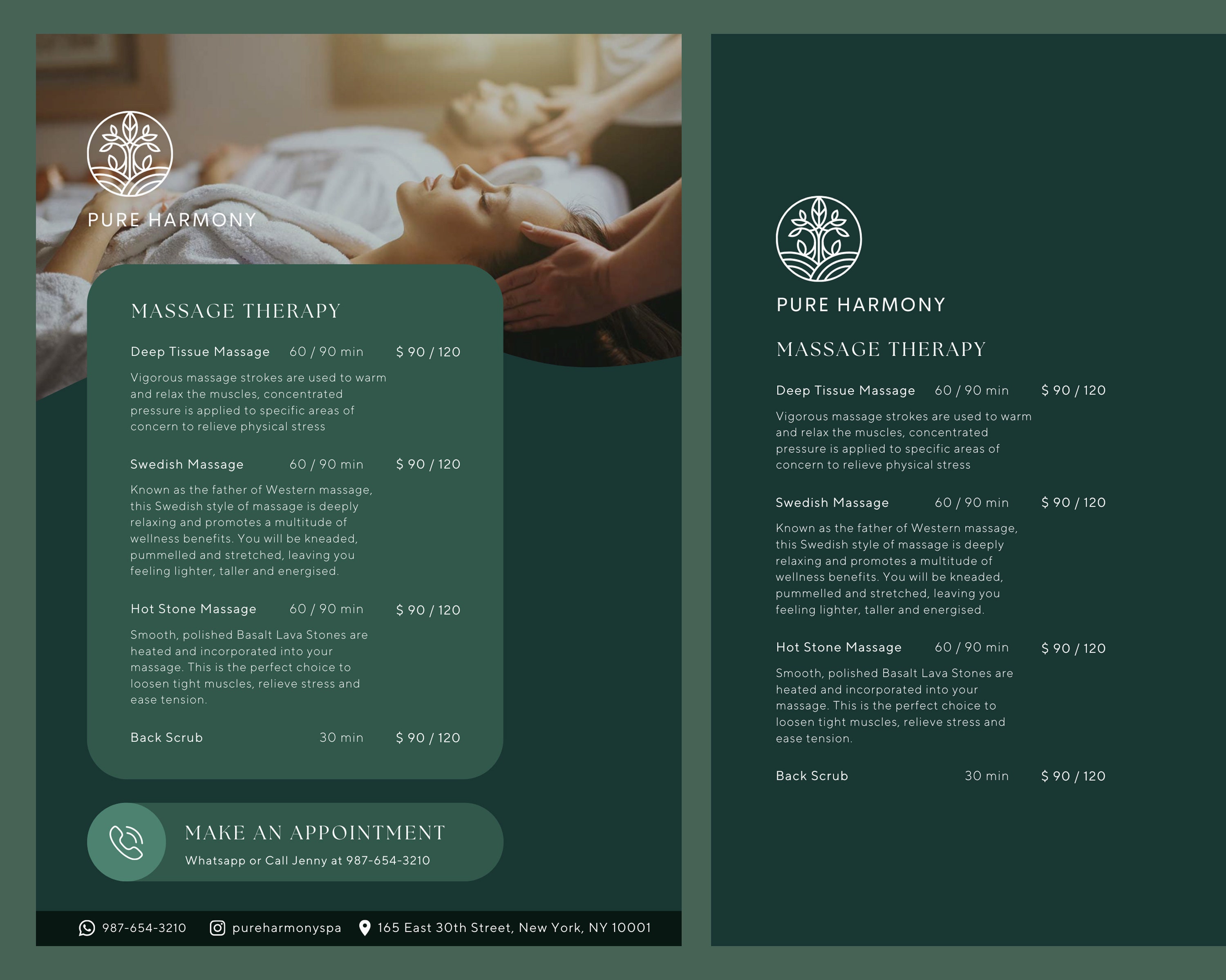 Massage Spa Price List & Flyer Template, Canva, Rate Card, Spa ...