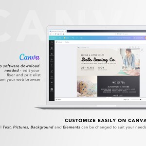 Seamstress A4 Price List & Flyer Template, Canva, Dressmaker, Sewing ...