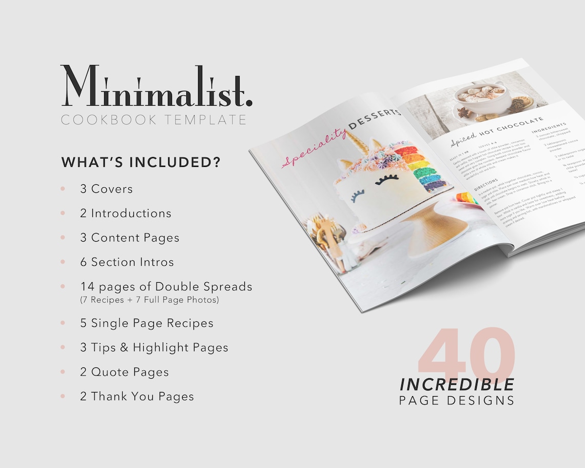 Minimalist Cookbook Template, Editable in Canva, Recipe Ebook Template ...