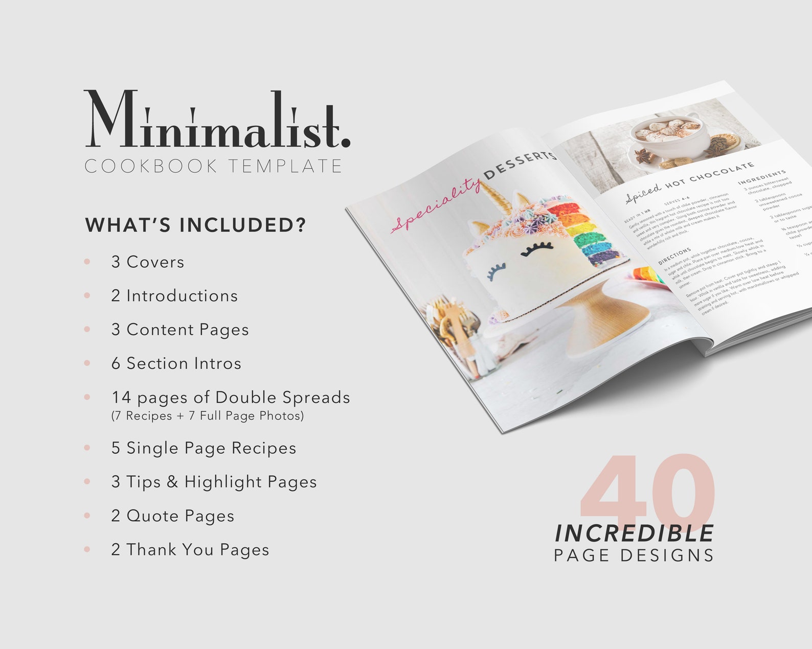 Minimalist Cookbook Template, Editable in Canva, Recipe Ebook Template ...